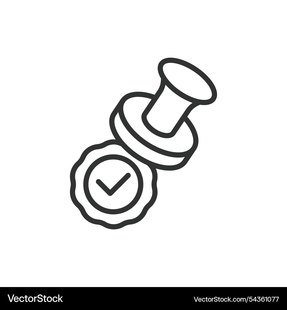 Stamp icon in line design approval seal ink Vector Image
