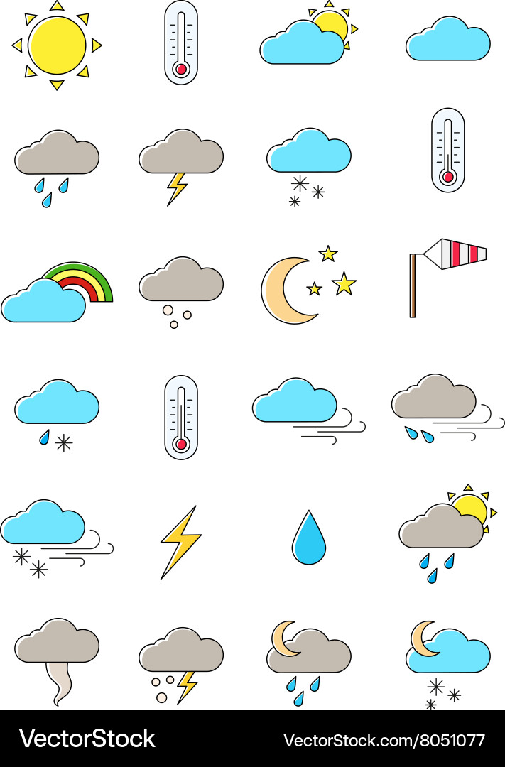 Weather Icon Set - Diverse Weather Symbols Vector Image