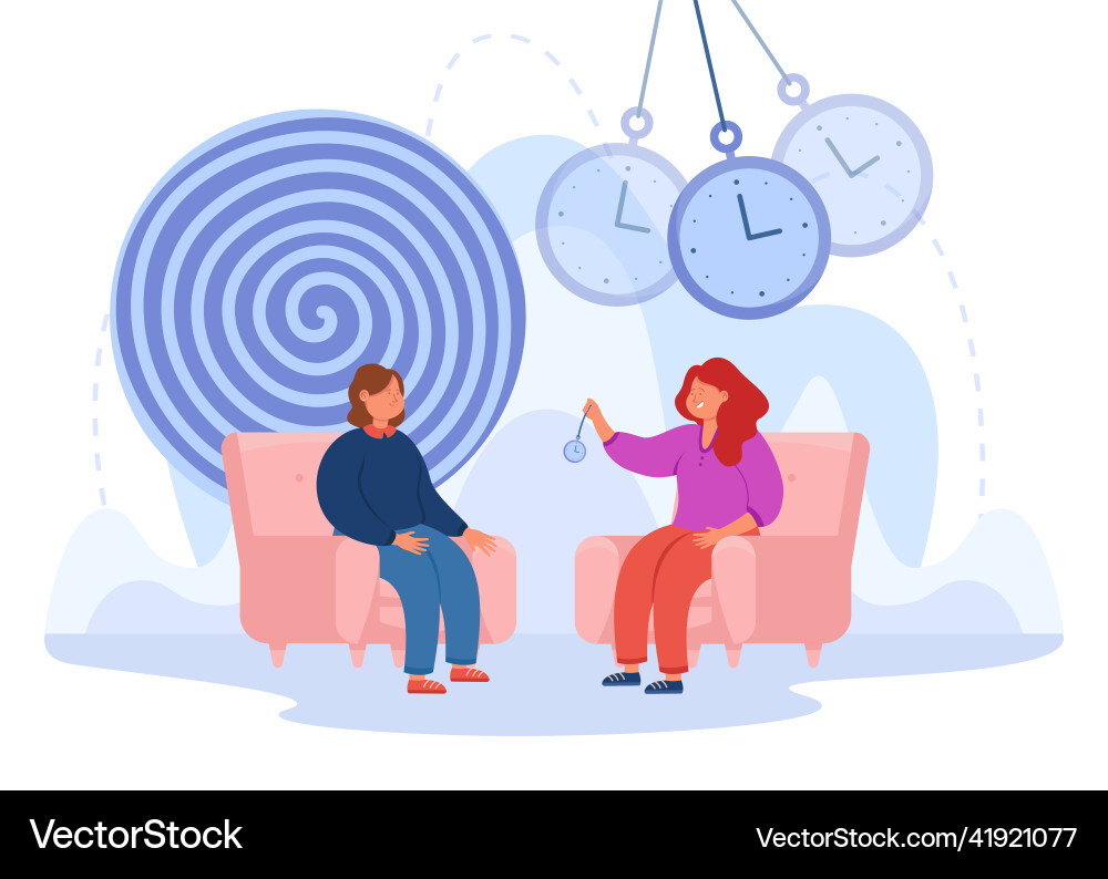 Woman conducting hypnosis session flat Royalty Free Vector