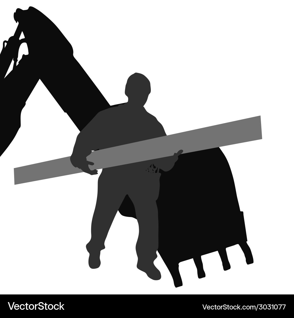 Worker carries material by machine Royalty Free Vector Image
