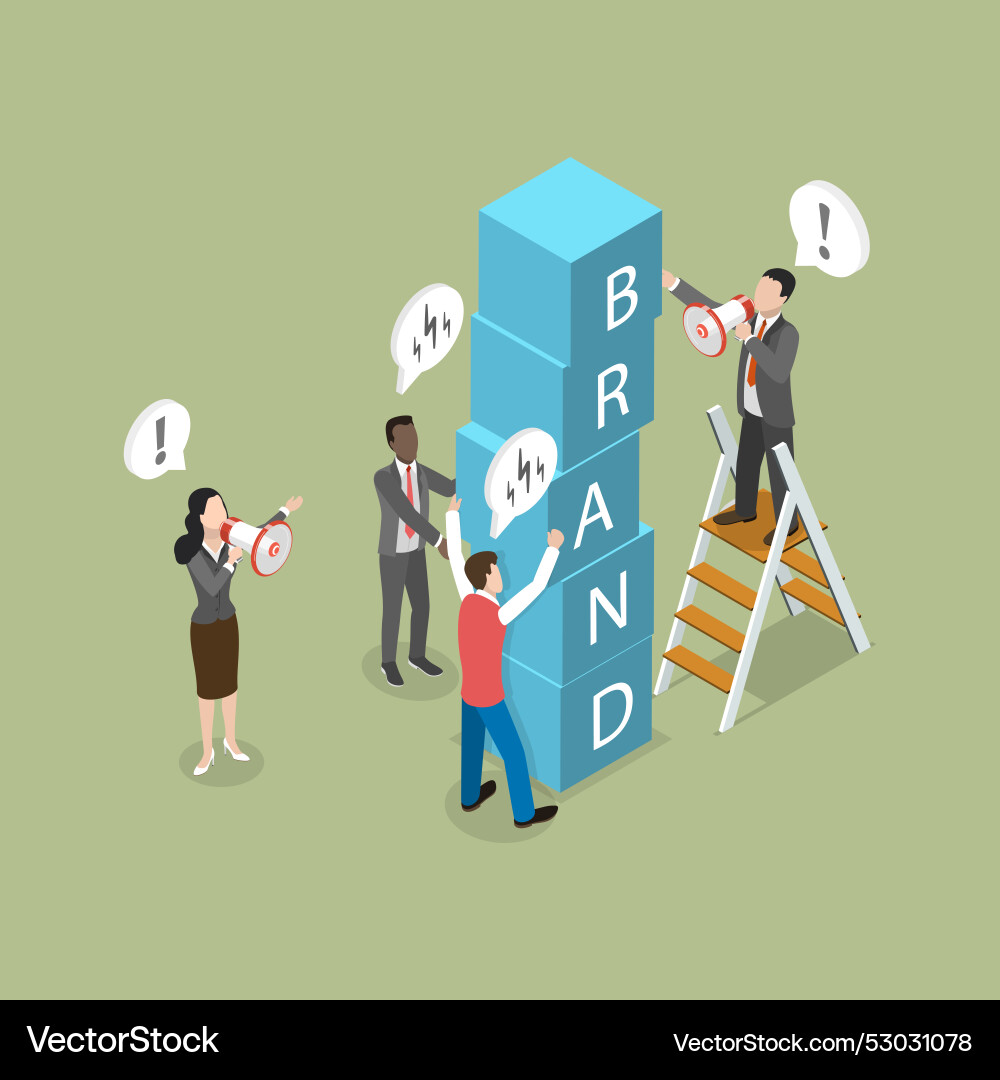 3d isometric flat of brand Royalty Free Vector Image