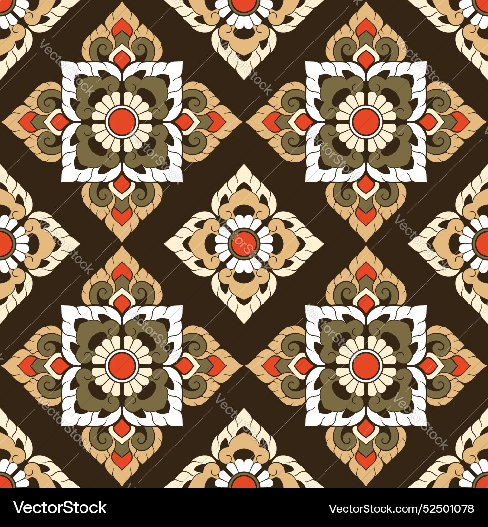 Asian art in an elegant thai seamless pattern Vector Image