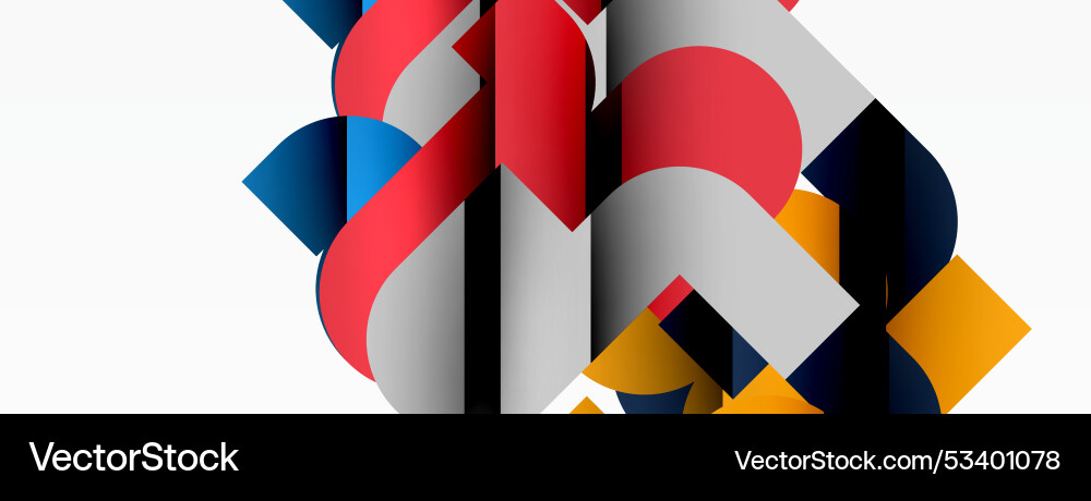 Colorful curve geometric shapes on white Vector Image