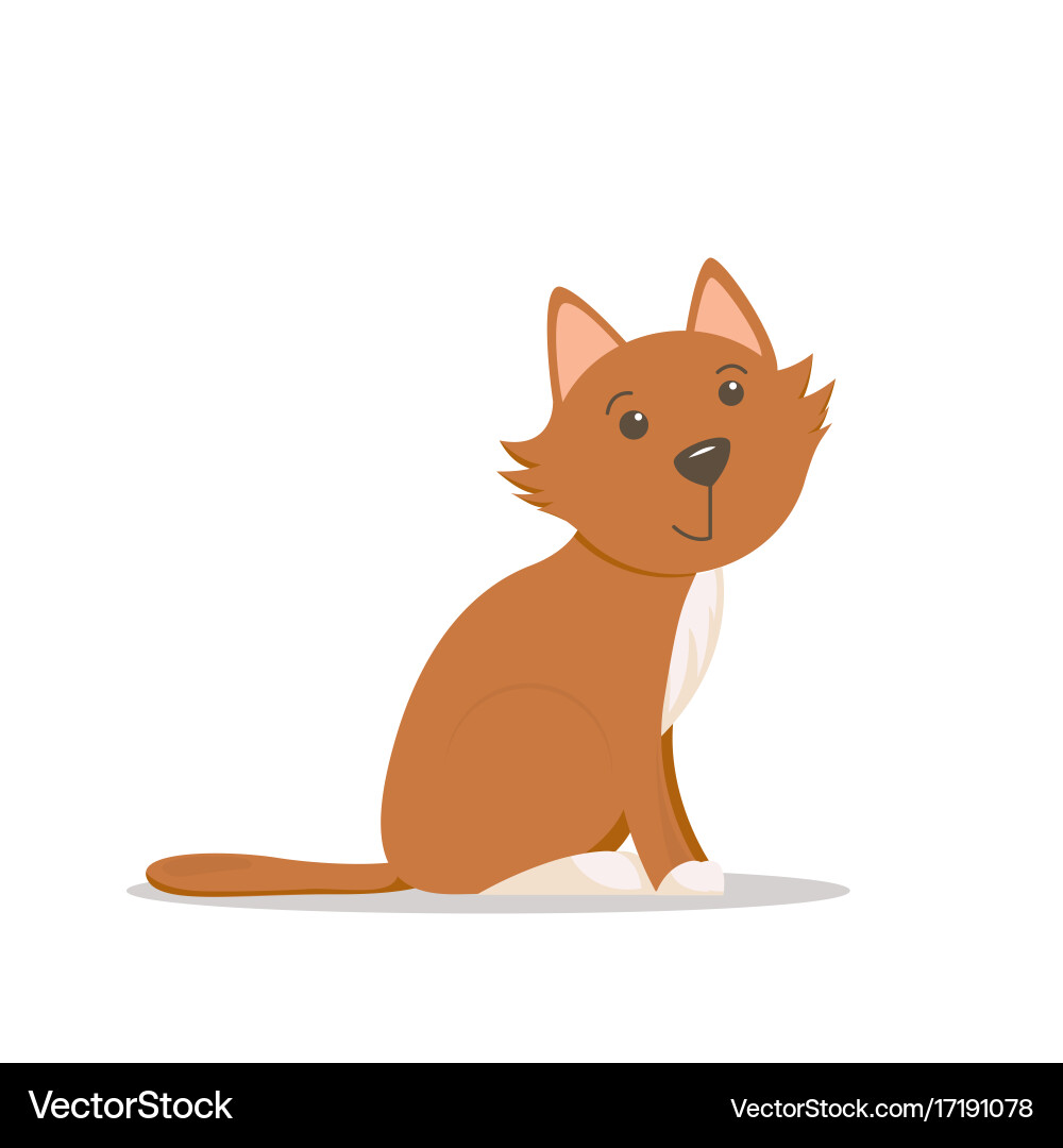 Cute sitting cat kitten cartoon Royalty Free Vector Image