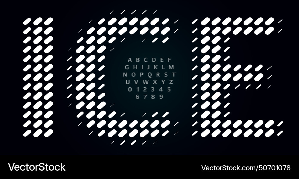 Dynamic dotted alphabet rain hail inspired font Vector Image