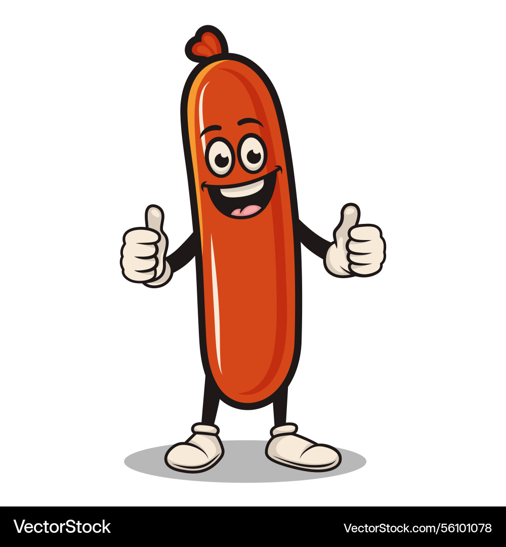 Funny sausage mascot cartoon Royalty Free Vector Image