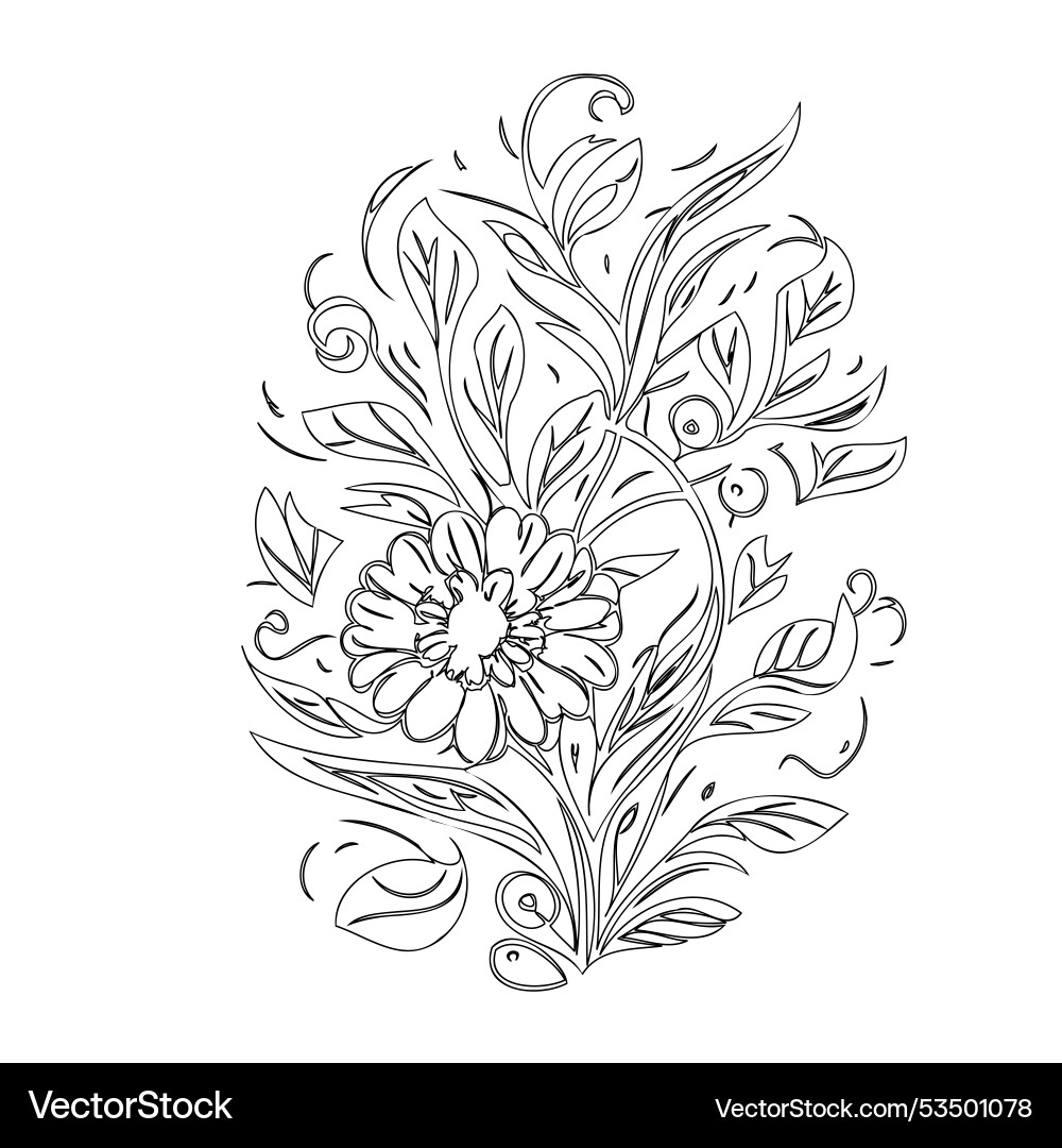 Marigold spiral outline sketch Royalty Free Vector Image