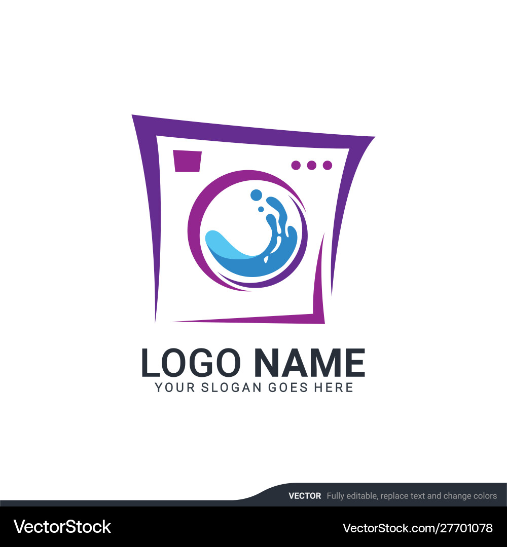 Modern laundry services logo design editable Vector Image