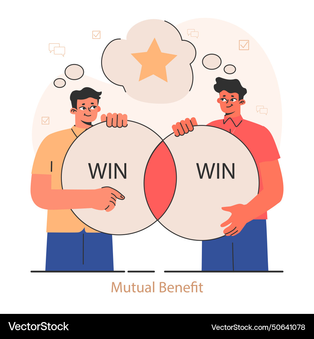 Mutual benefit two hands collaboratively form Vector Image