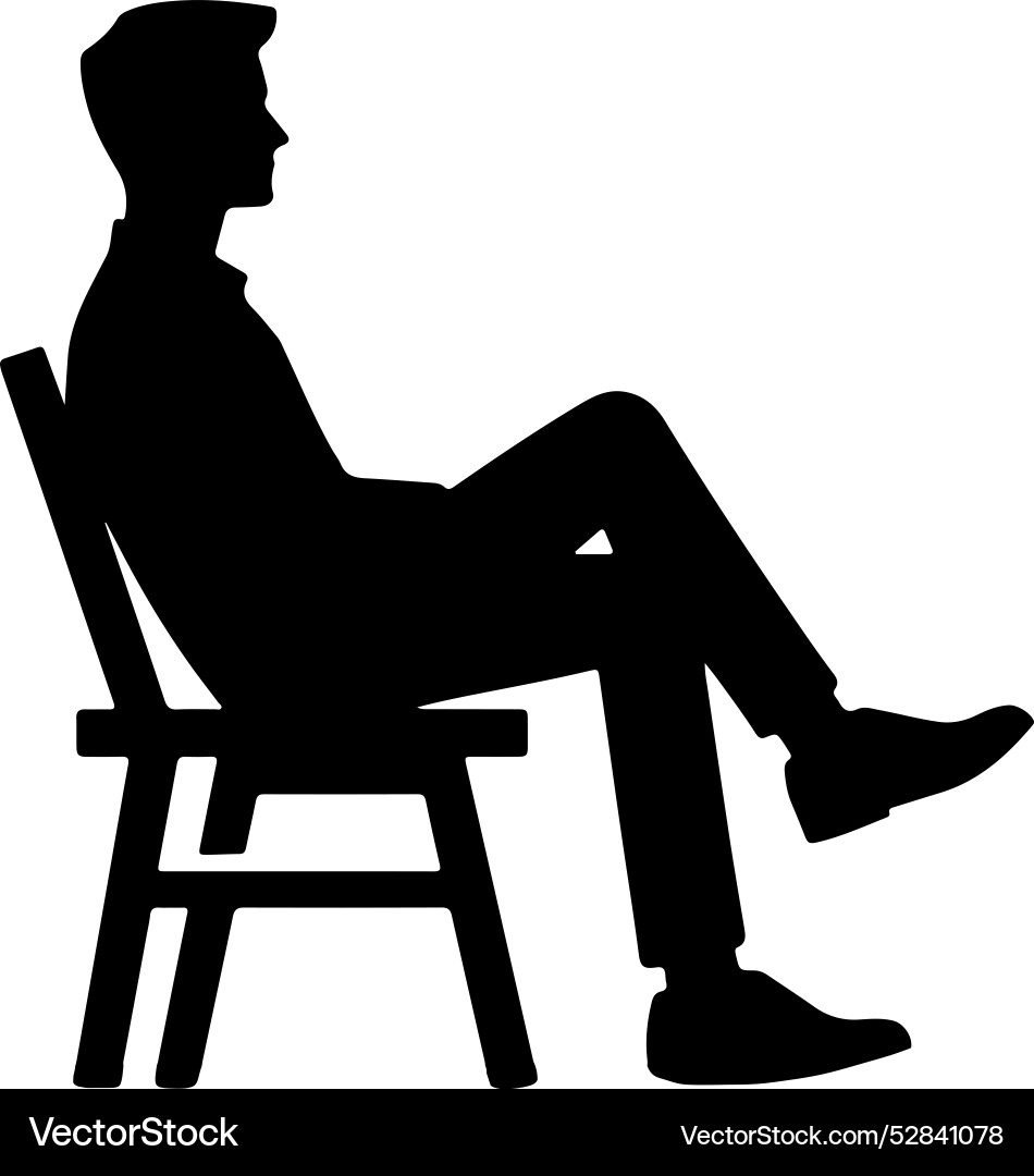 Person sitting silhouette isolated on white Vector Image