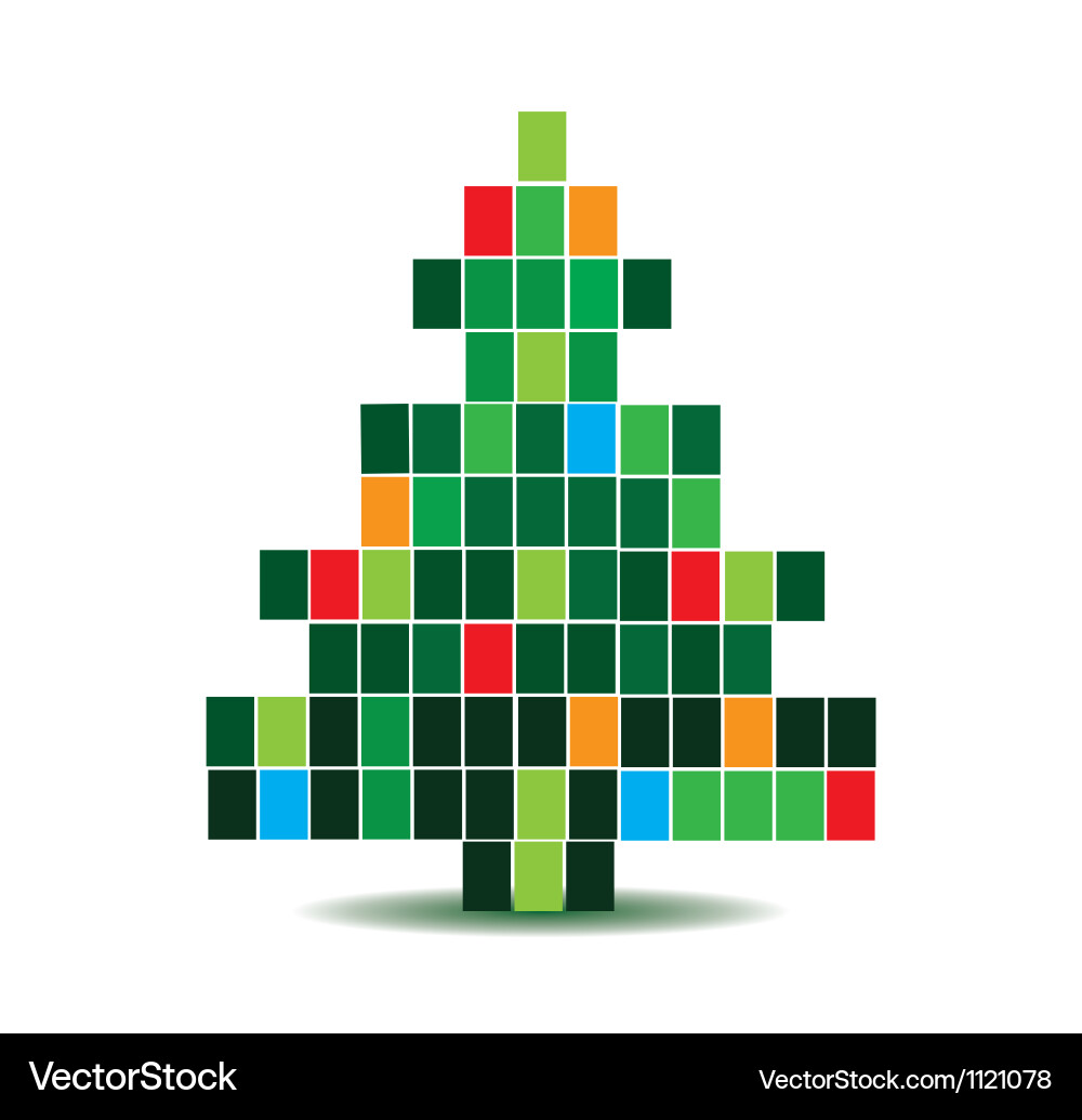 Pixelated christmas tree Royalty Free Vector Image