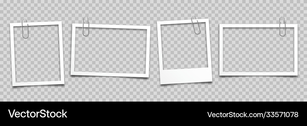 Realistic empty photo card frame film set retro Vector Image
