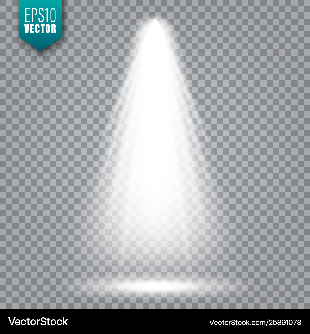 Spotlight bright light beam transparent Royalty Free Vector