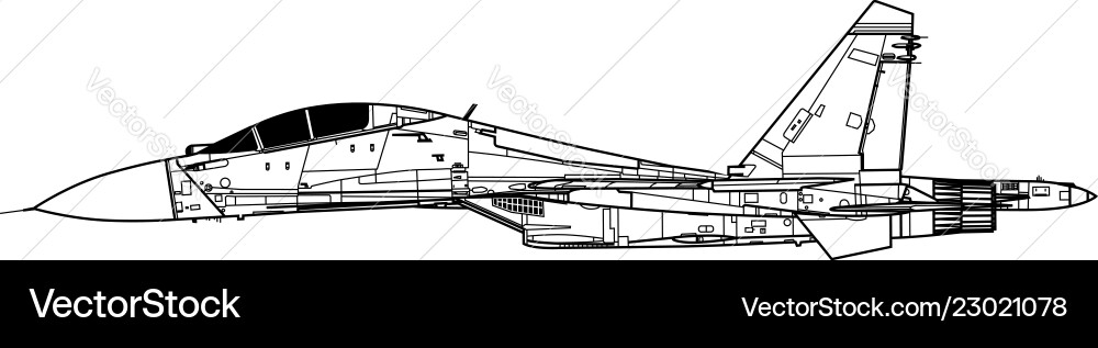 Sukhoi Su-27 Fighter Jet Royalty Free Vector Image