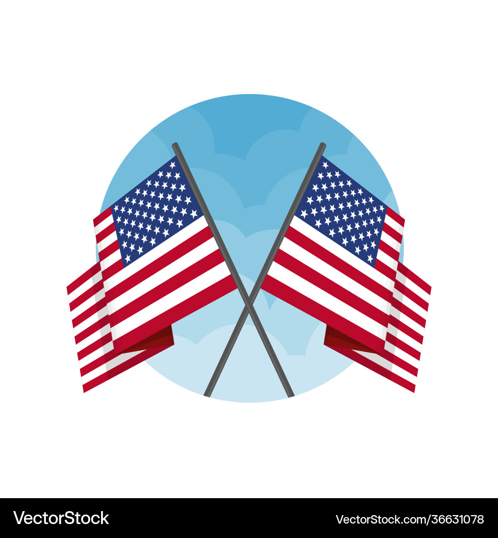 Two crossed american flag Royalty Free Vector Image