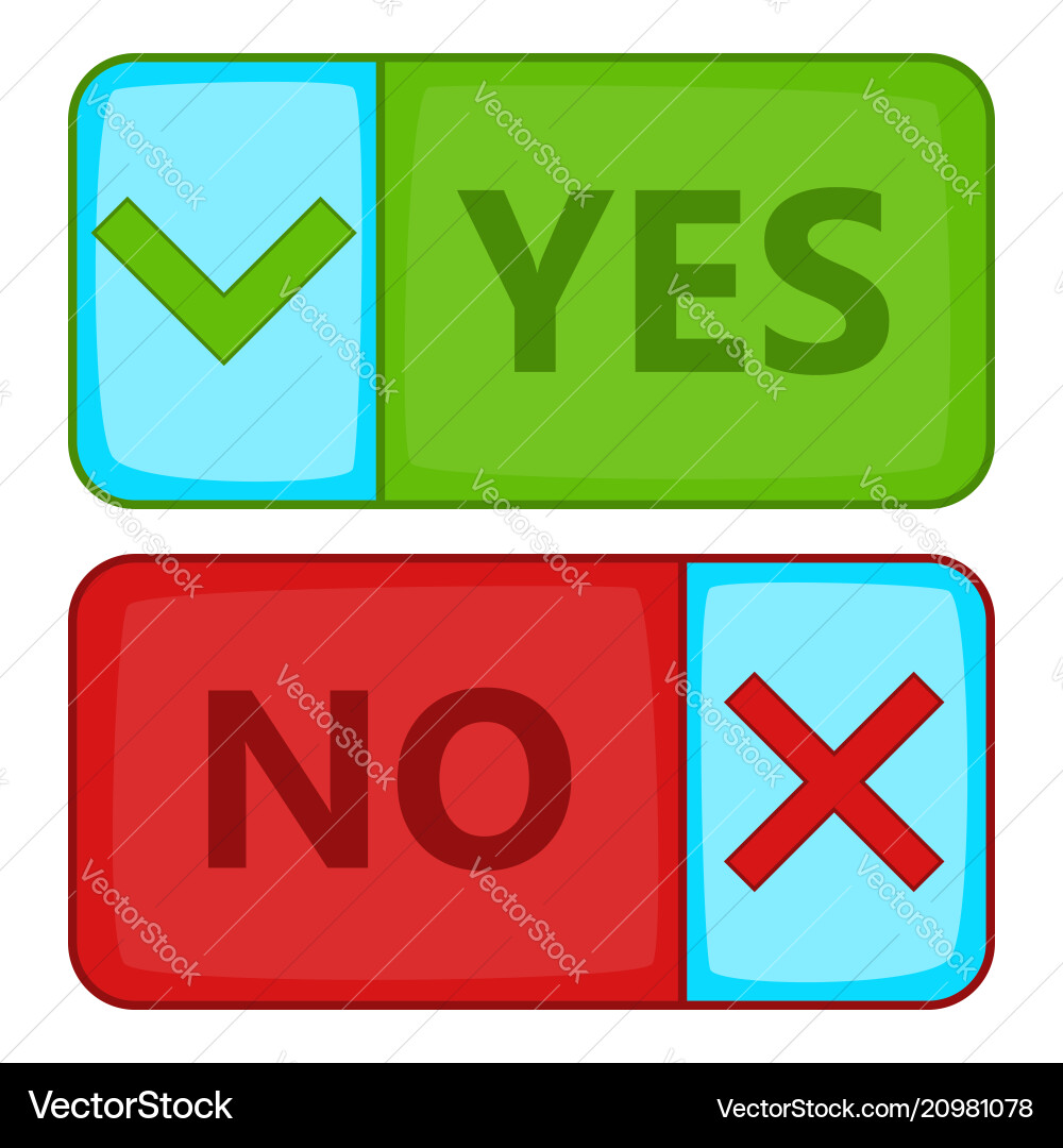 Yes and no button icon cartoon style Royalty Free Vector