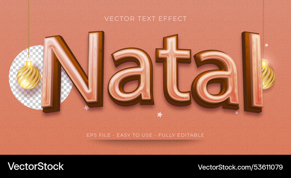 3d text effect natal merry christmas label Vector Image