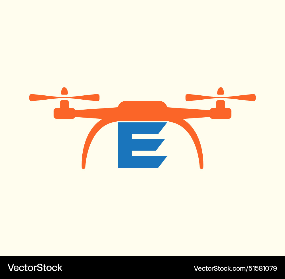 E letter drone logo Royalty Free Vector Image - VectorStock