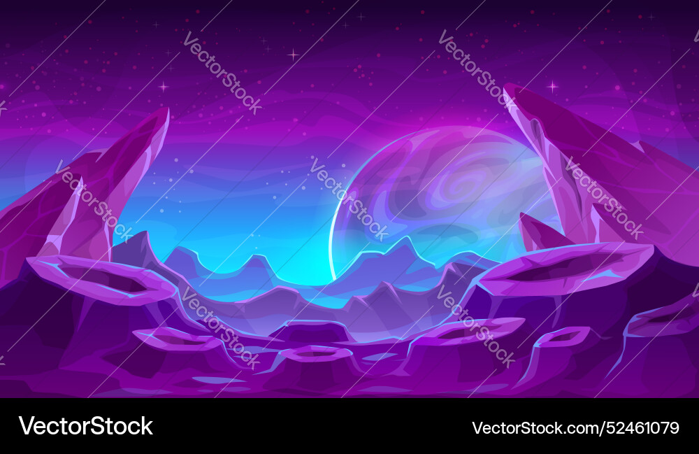 Fantastic alien space purple planet surface Vector Image