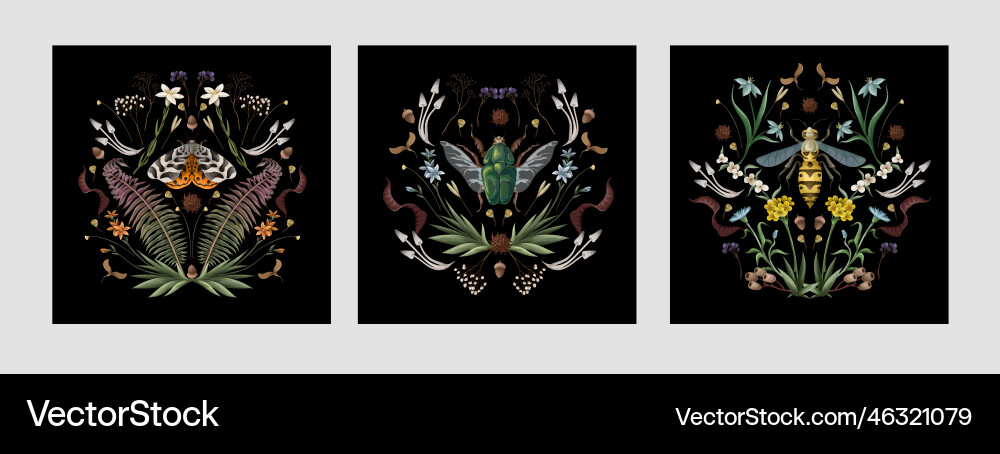 Floral Insects Wallpaper Royalty Free Vector Image