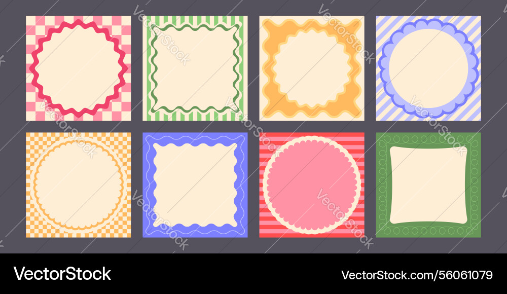 Groovy patterned border frames set Royalty Free Vector Image