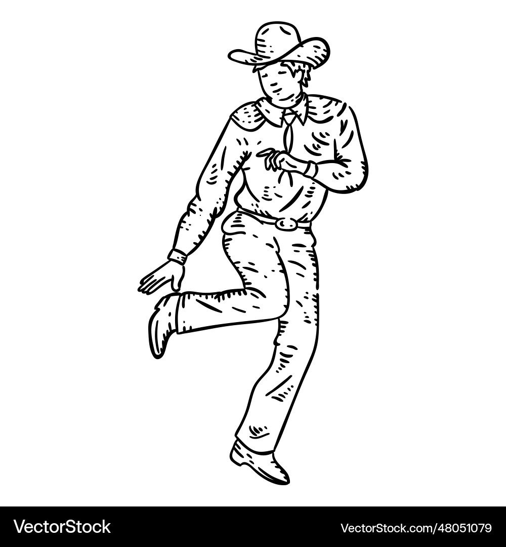 Hand Drawn Cowboy Dancing Royalty Free Vector Image