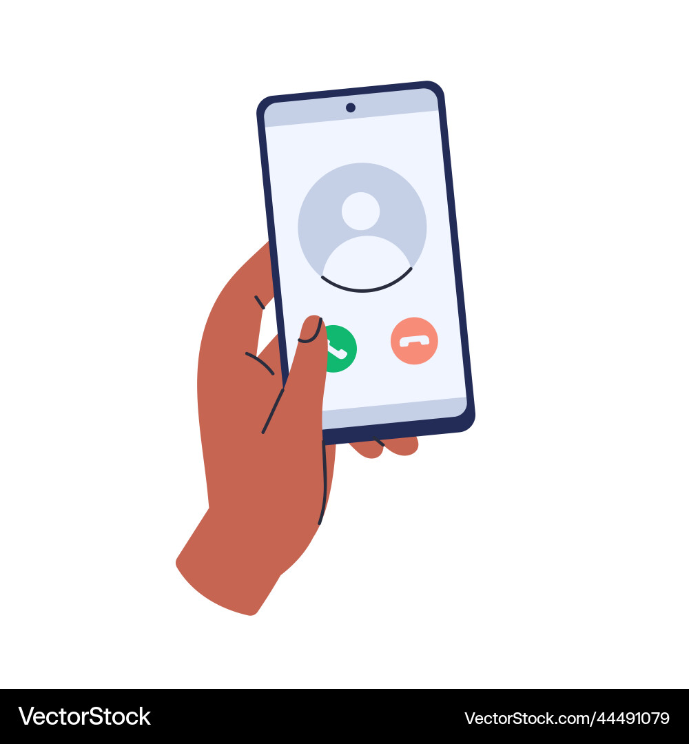 Incoming call on mobile phone hand holding Vector Image