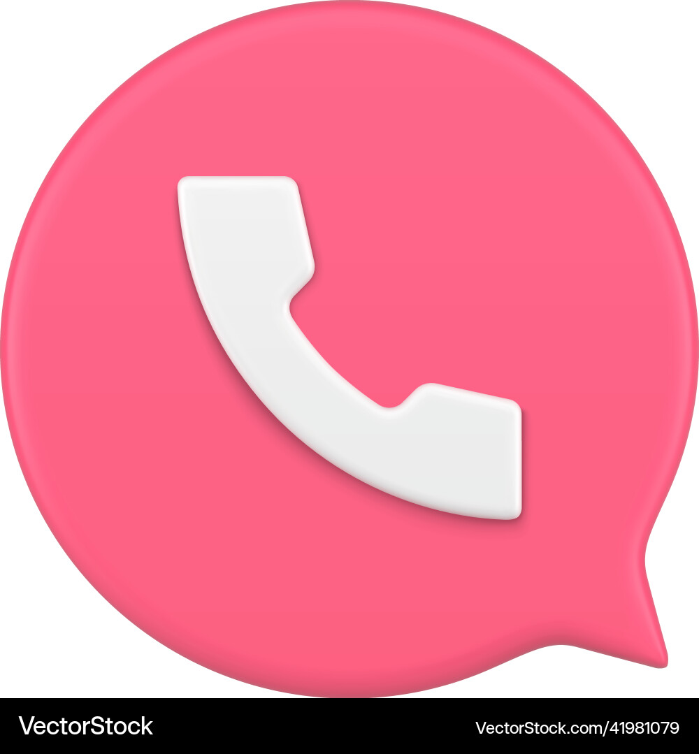 Pink handset quick tips front view 3d icon Vector Image