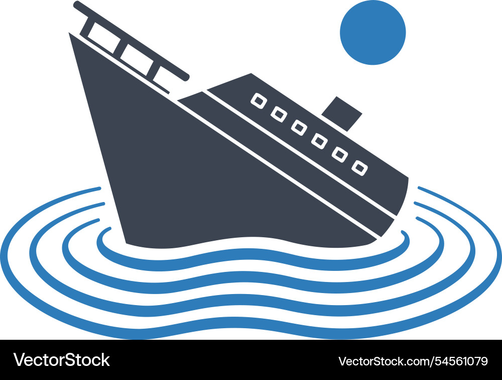 Sinking ship front icon on white background Vector Image