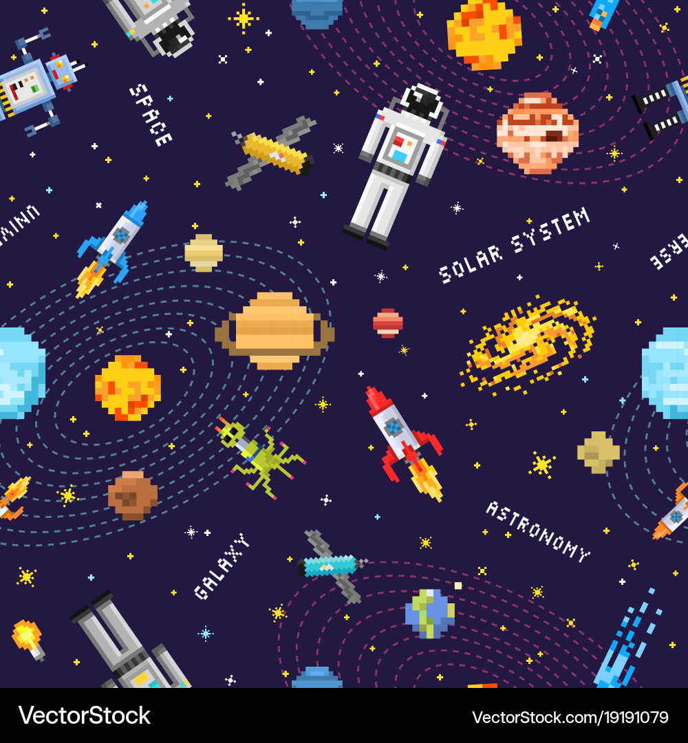 Space seamless pattern background alien spaceman Vector Image