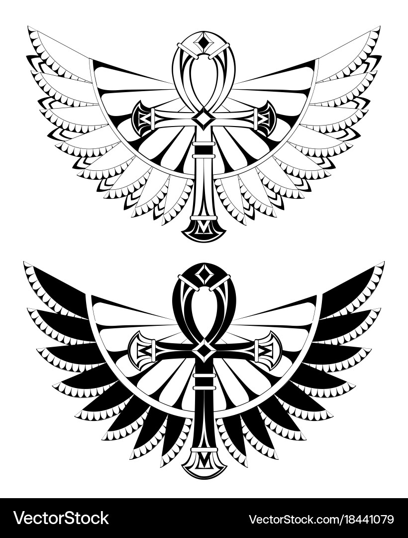 Two ankhs with wings Royalty Free Vector Image