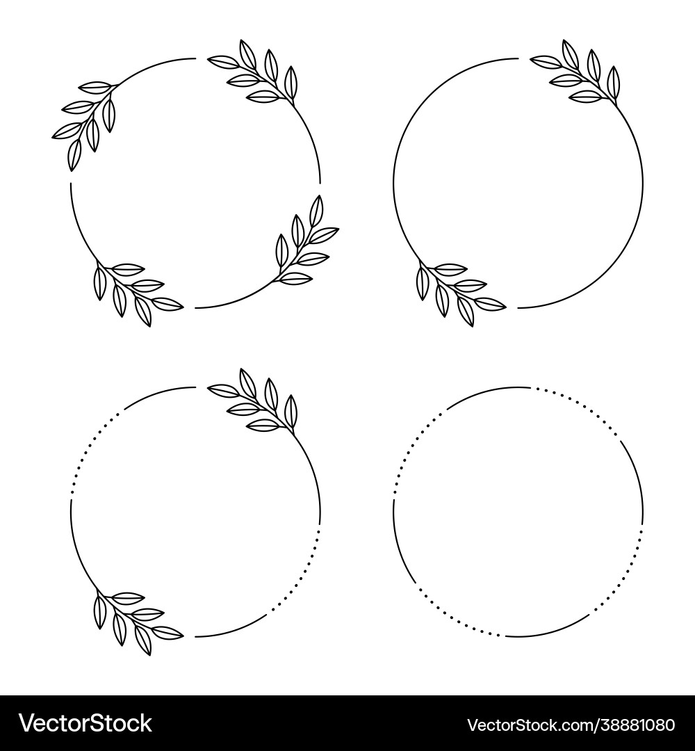 Floral frames circle leaves vintage round Vector Image