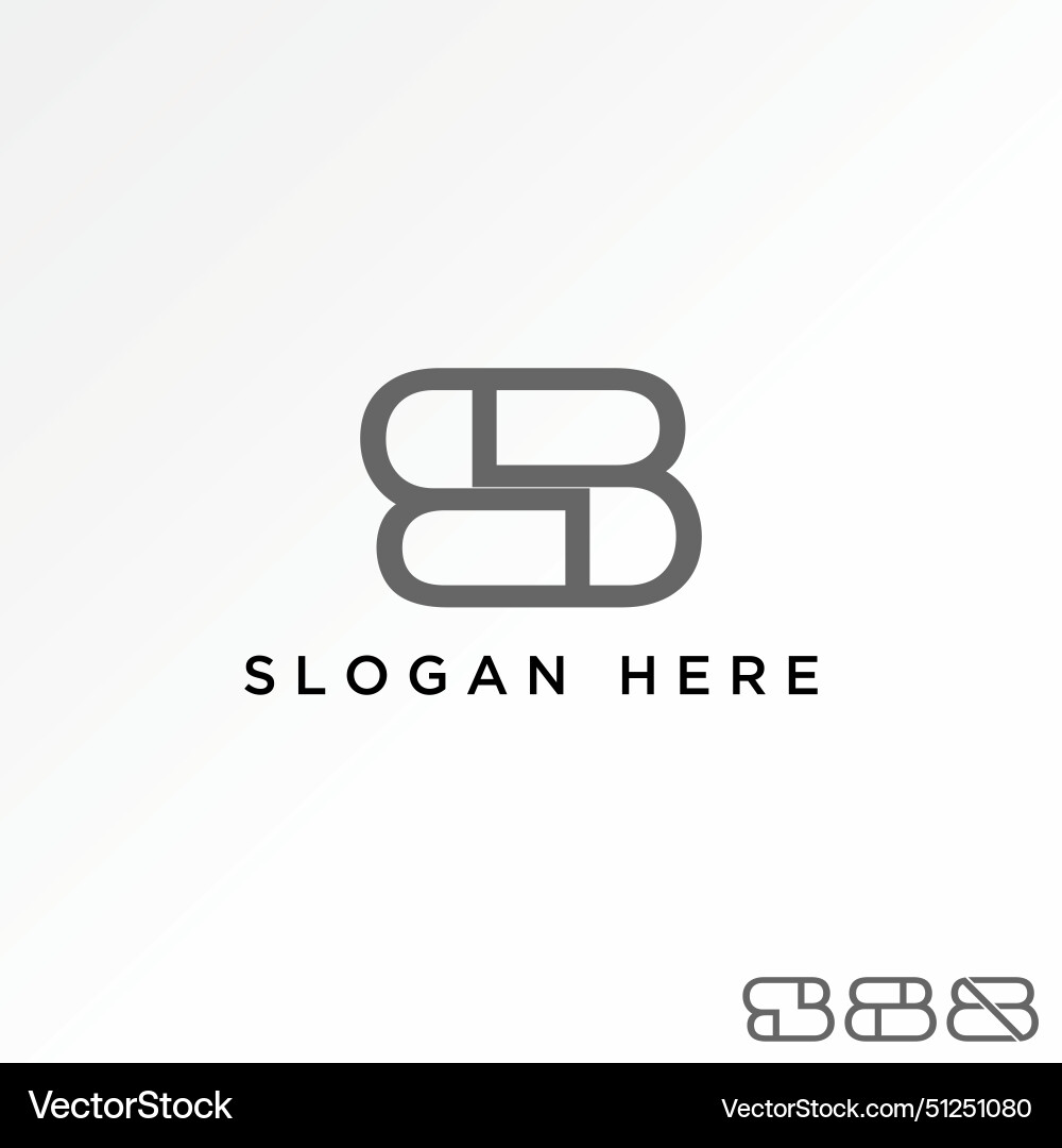 Letter b or bb font line art motif pattern flip Vector Image