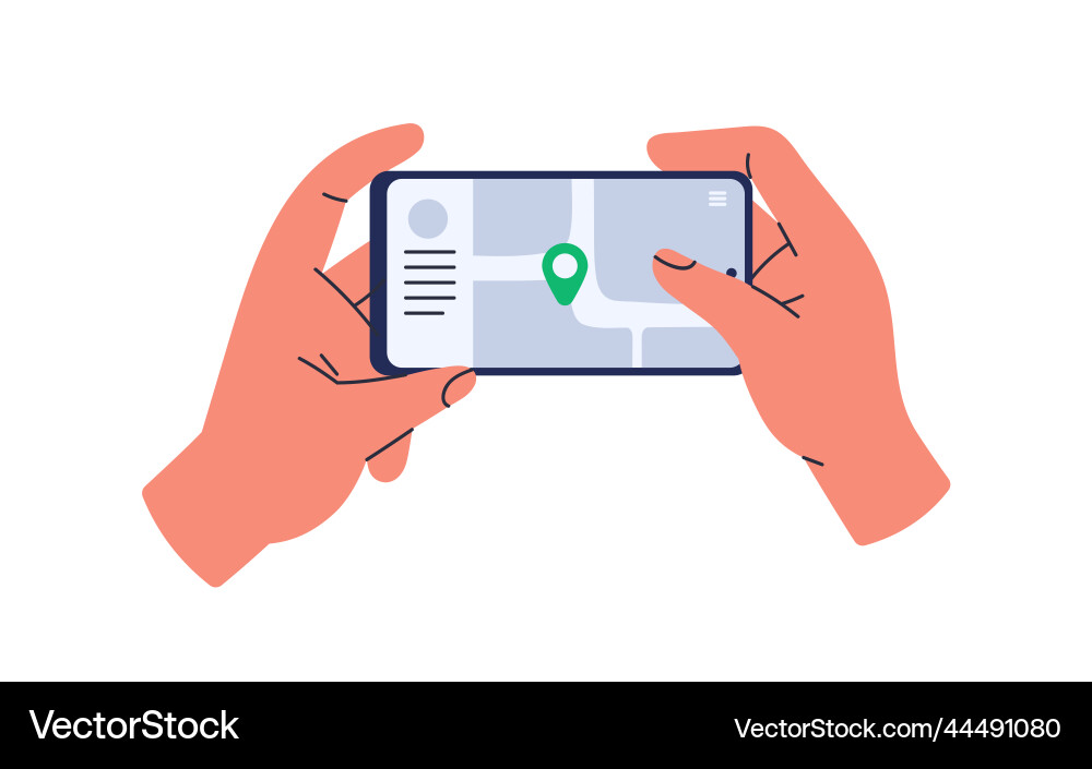 Online city map gps app on mobile phone screen Vector Image