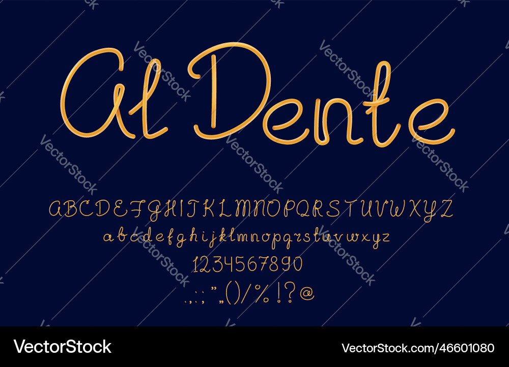 Pasta font type italian spaghetti typeface Vector Image
