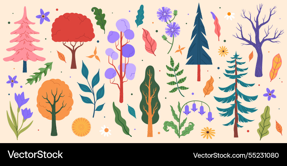 Plant flat simple style drawing tree leaf Vector Image