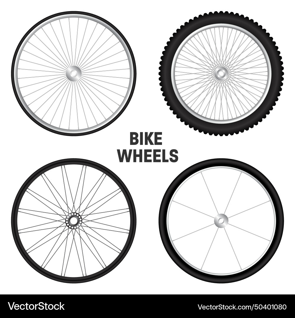 Realistic 3d bicycle wheels bike rubber tyres Vector Image