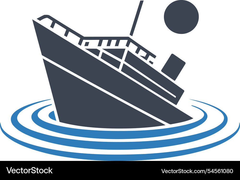 Sinking ship side icon on white background Vector Image