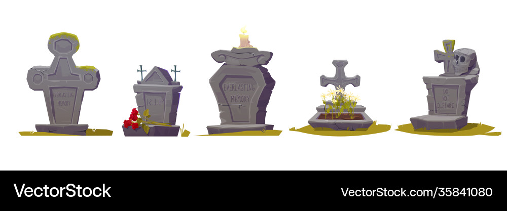 Tombstone with rip inscription old texture moss Vector Image