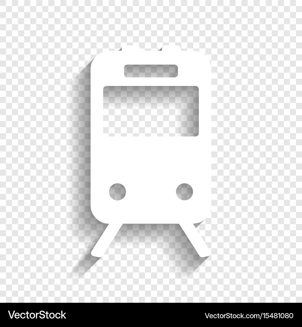 Train sign white icon with soft shadow Royalty Free Vector