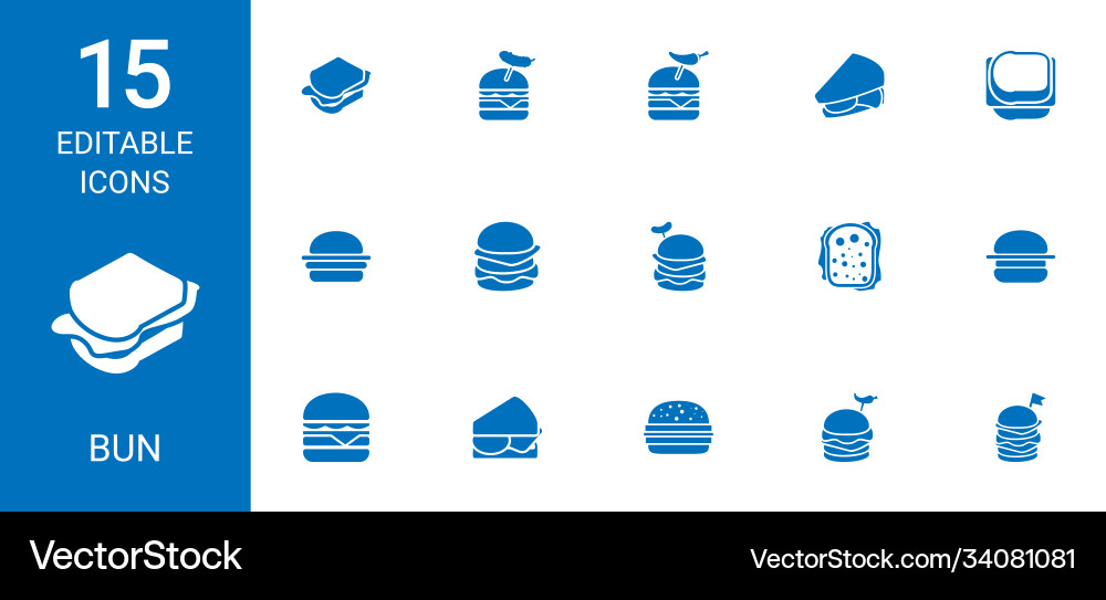 15 bun icons Royalty Free Vector Image - VectorStock