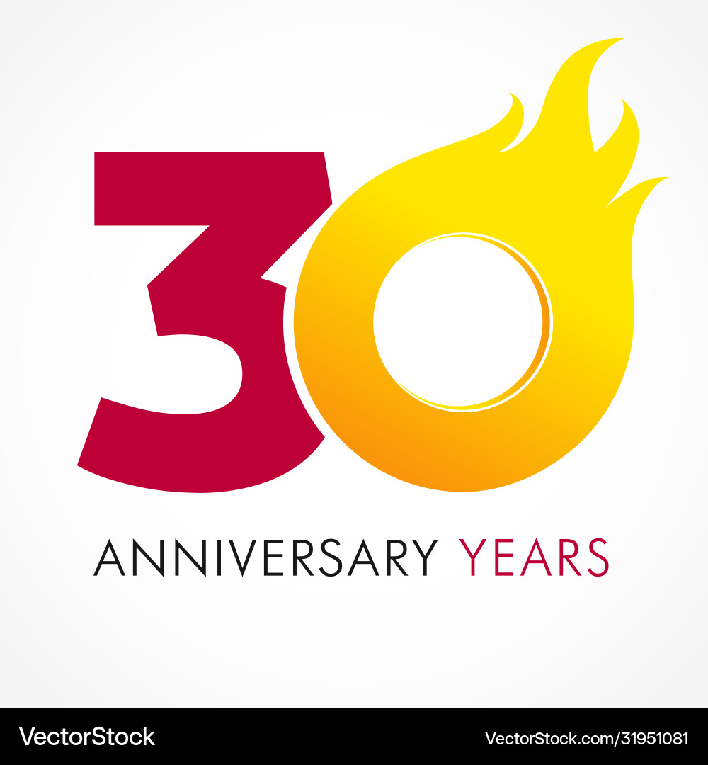 30 anniversary flame logo Royalty Free Vector Image