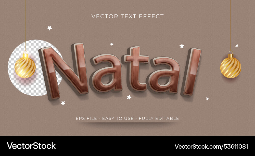 3d text effect natal merry christmas label Vector Image