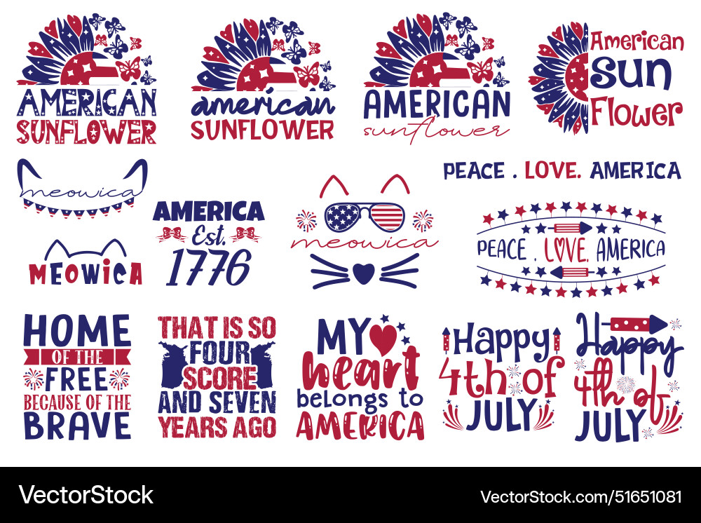 4th of july svg bundle Royalty Free Vector Image