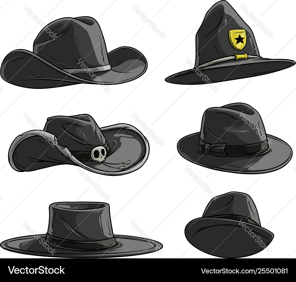 Cartoon different caps and hats icon set Vector Image