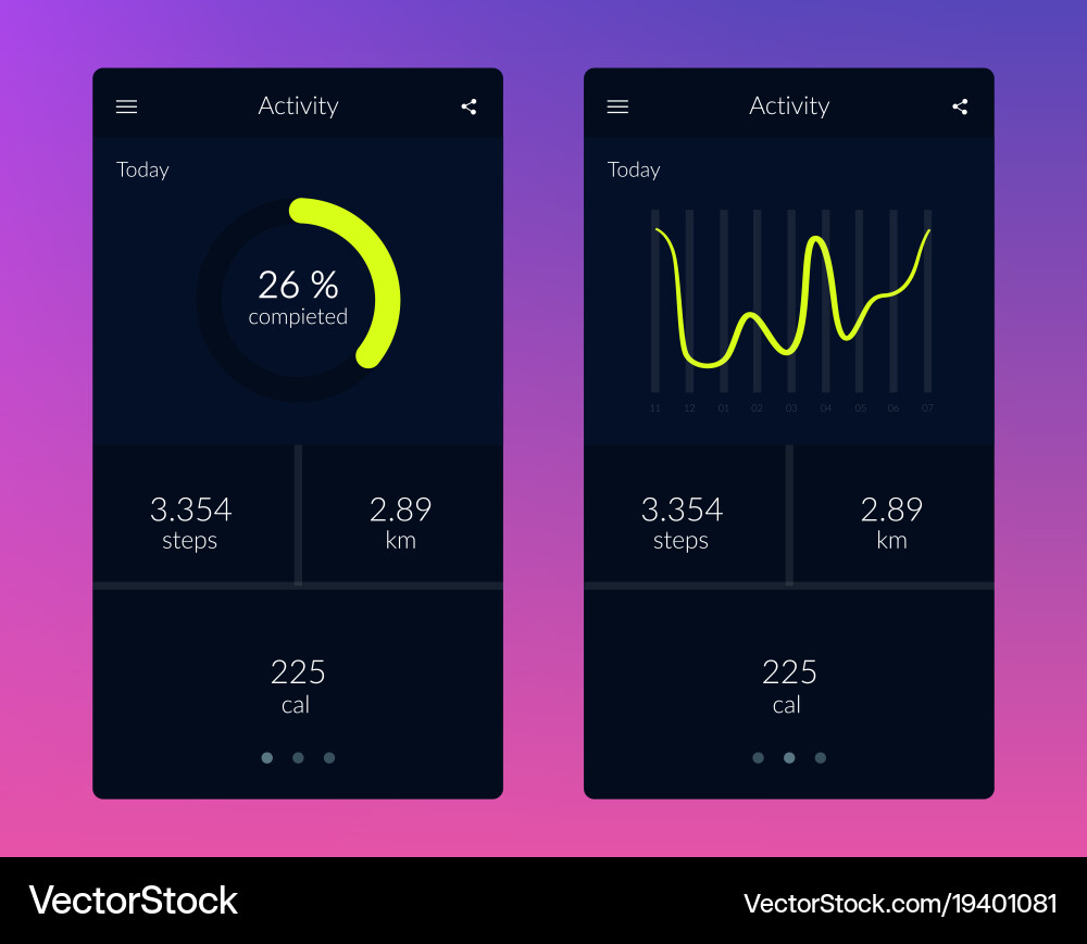 Fitness app ui ux design Royalty Free Vector Image