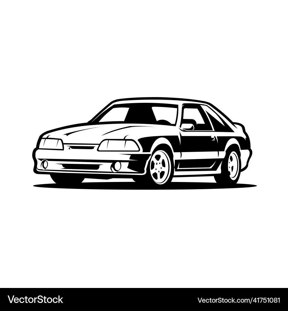 Fox body mustang side view isolated Royalty Free Vector