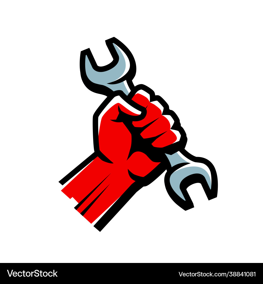 Hand with wrench work service technical support Vector Image