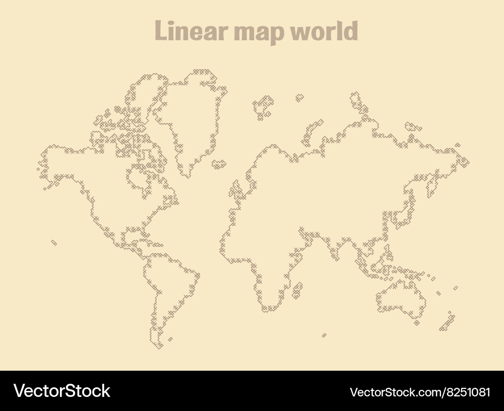 Map of earth linear Royalty Free Vector Image - VectorStock
