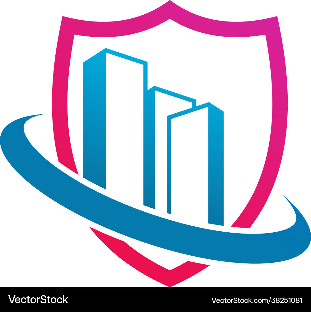 Shield city logo template creative building Vector Image
